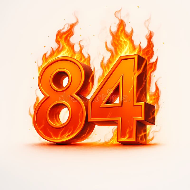 Eighty Four Number on Fire stock illustration. Illustration of light ...