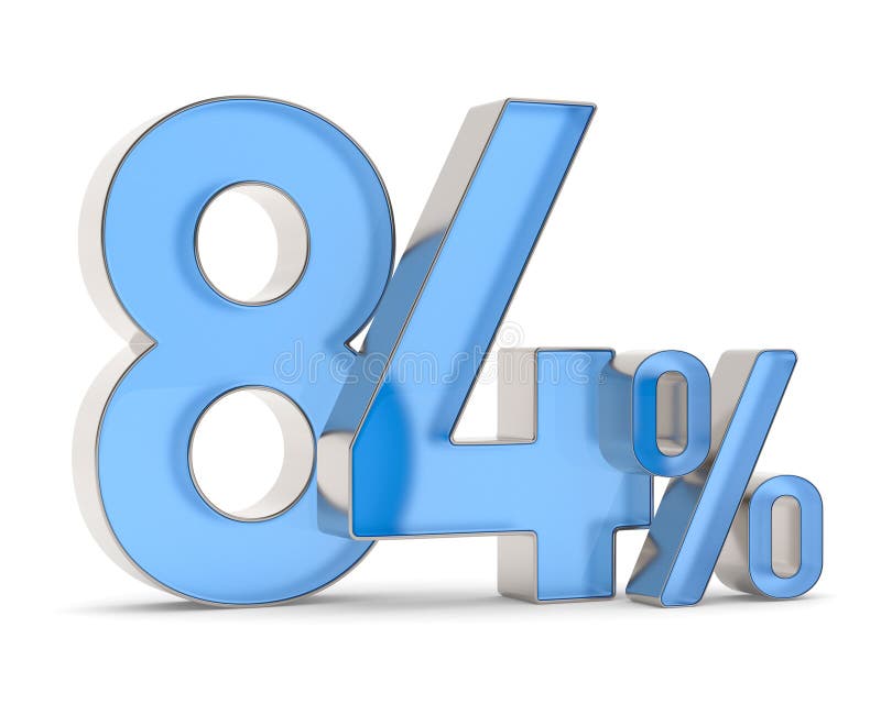 Eighty Four Percent on White Background. Isolated 3D Illustration Stock Illustration ...