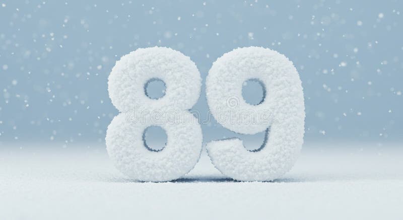 Eighty Nine Snowy Number Render on Winter Background Stock Illustration ...