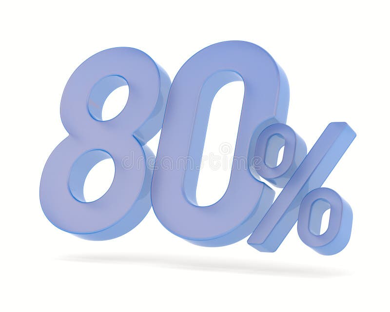 Eighty Percent on White Background. Isolated 3D Illustration Stock ...