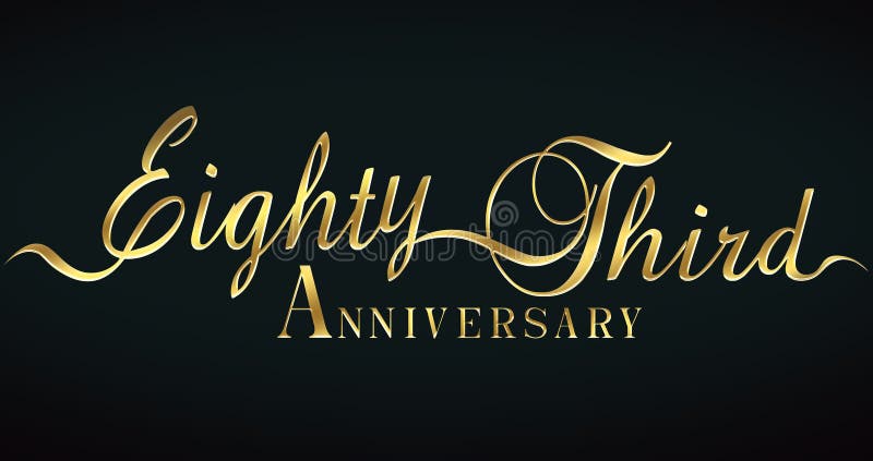Eighty-Third Anniversary Gold Lettering on Transparent Background Stock ...