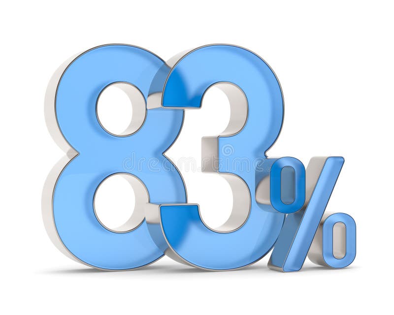 Eighty Three Percent on White Background. Isolated 3D Illustration Stock Illustration ...