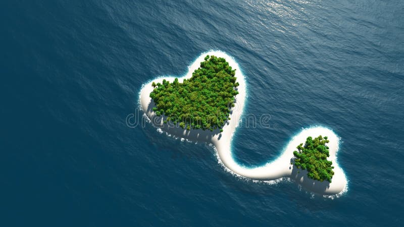 Tropisch Eiland In Vorm Van Hart Stock Afbeelding - Afbeelding ...