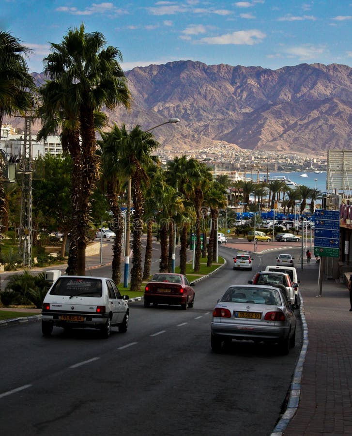 Eilat street view editorial photography. Image of hotel - 28131267