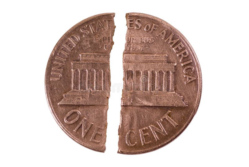Ein Cent stockbild. Bild von gebrochen, halb, bargeld - 16541779
