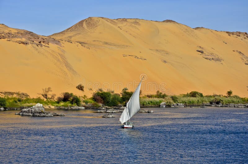Ein Felucca Beim Nil in Assuan, Ägypten Stockfoto - Bild von mittelmeer ...