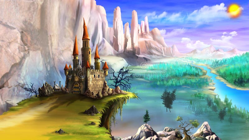 Ein Magisches Schloss In Den Bergen Stock Abbildung - Illustration von ... Ein Magisches Schloss In Den Bergen Stock Abbildung - Illustration von ...