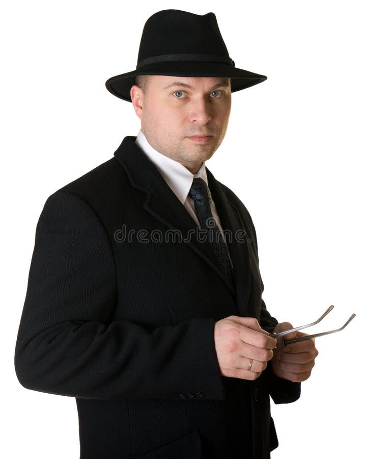 Ein Mann in Einem Hut Und in Einem Mantel Stockbild - Bild von ...