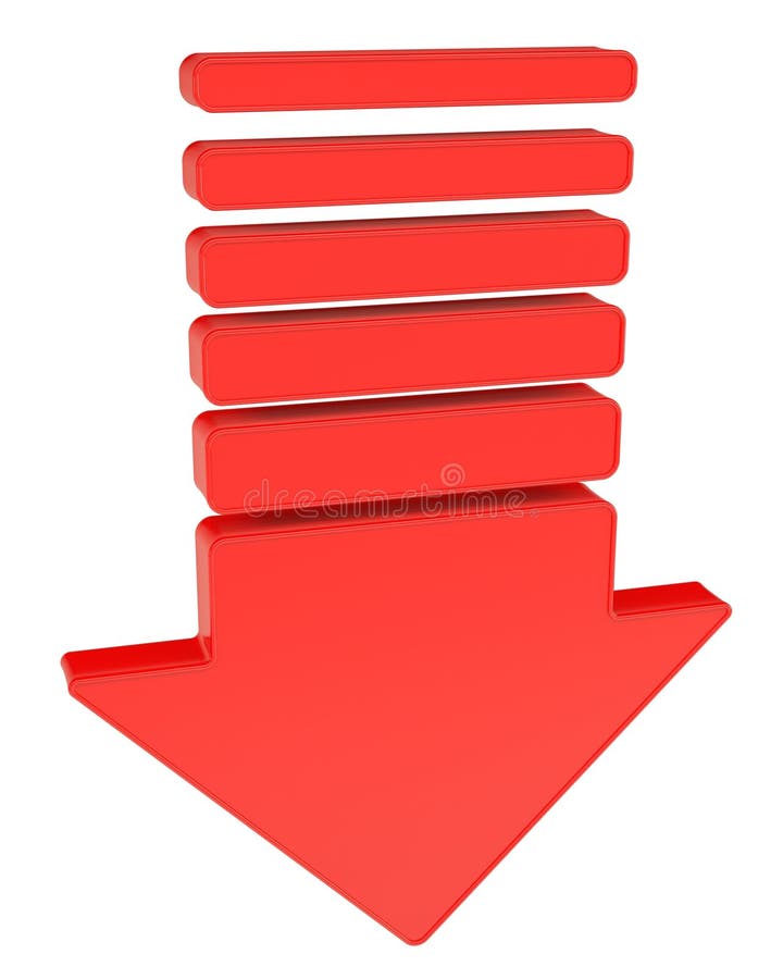 Roter Pfeil, Der Unten Zeigt Stock Abbildung - Illustration von graphik ...