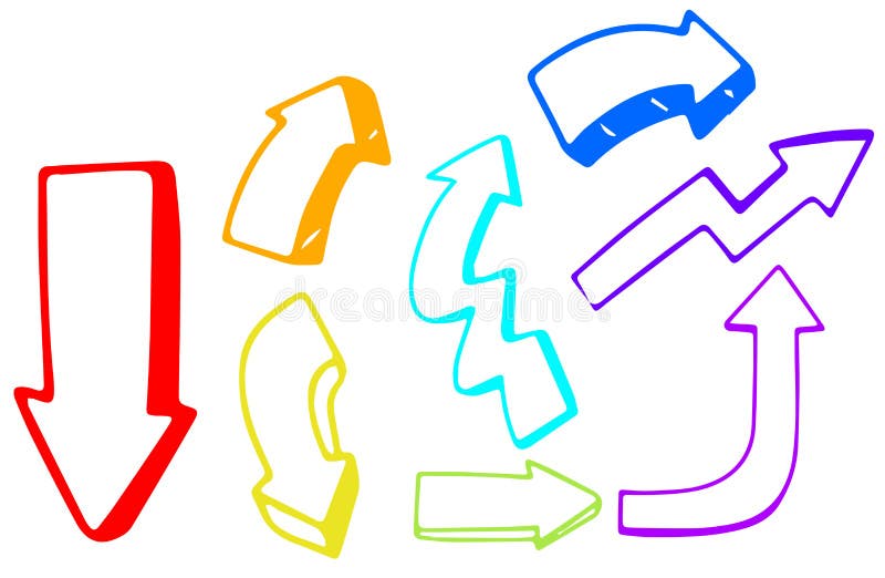 Ein Satz Der Bunten Pfeil-Richtung Vektor Abbildung - Illustration von ...