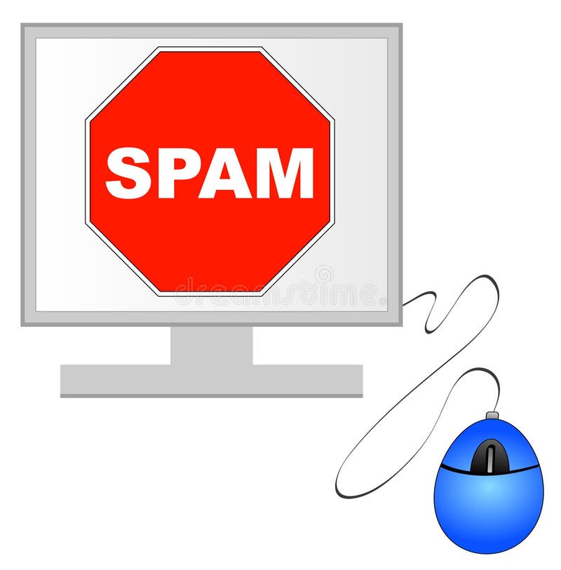 Einde spam op computer vector illustratie. Illustration of veiligheid ...