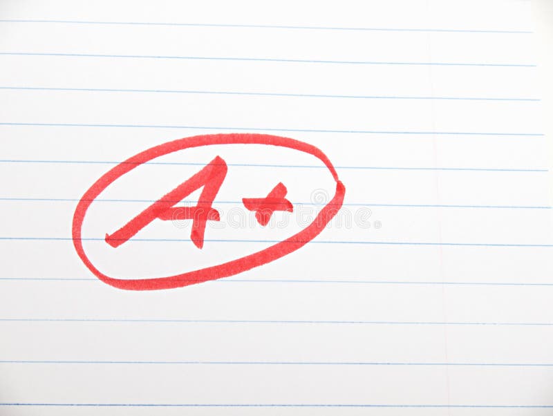 Guter Grad Eines Plus Wird Mit Rotem Stift Auf Die Tests Geschrieben ...