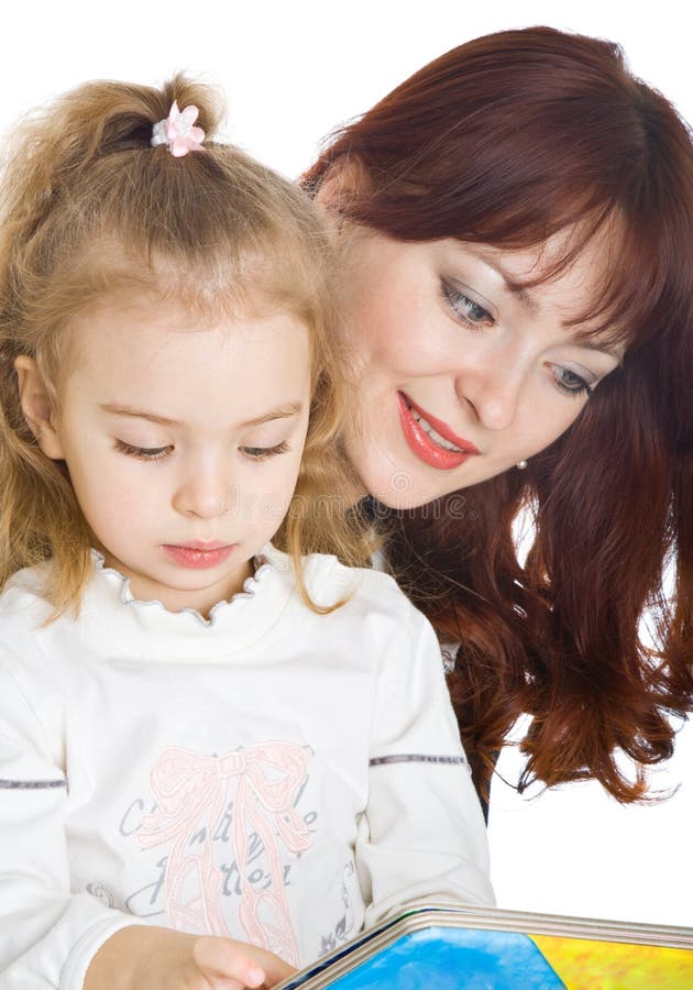 Mutter Und Tochter Lesen Ein Buch Stockfoto - Bild von tochter, teddy ...
