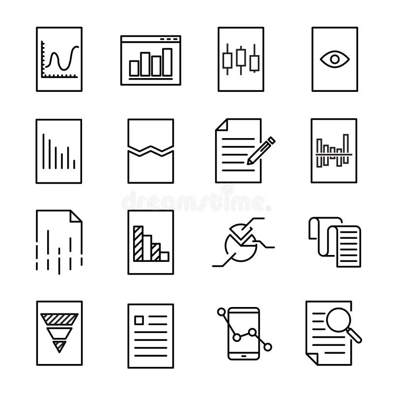 Einfache Sammlung Der in Verbindung Stehenden Linie Ikonen Des Berichts ...