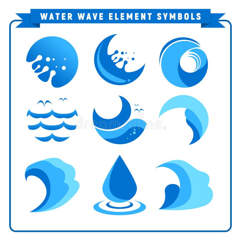 Wasserwellen-Symbolsatz vektor abbildung. Illustration von ökologisch ...
