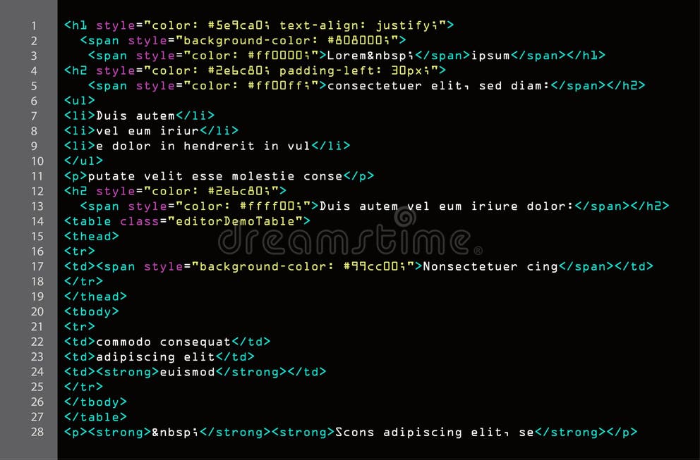 Einfacher Code-Vektor HTML Bunte Abstrakte Programm-Tags in Der Entwickler-Ansicht Schirm Der ...