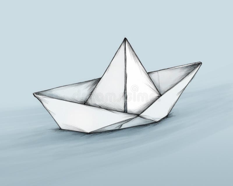 Einfaches Papierboot stock abbildung. Illustration von knickung - 60586004