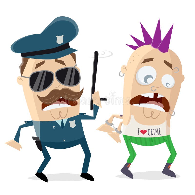 Cartoon Cop Arresting a Criminal Stock Vector - Illustration of force ...