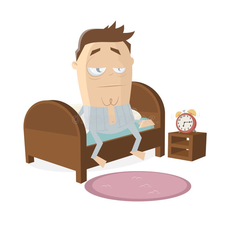 Cartoon Man Getting Up from the Bed Stock Vector - Illustration of ...