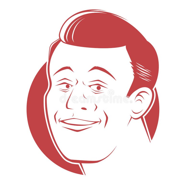 Retro Cartoon Illustration of a Smiling Handsome Man Stock Vector ...