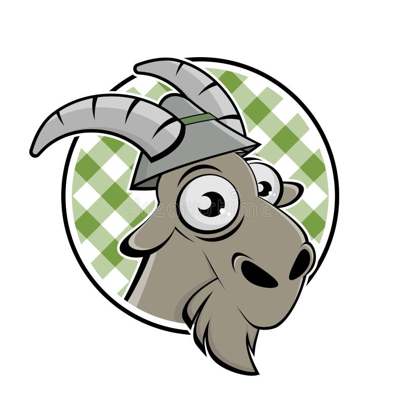 Funny Cartoon Logo of a Goat with Hat in a Badge Stock Vector ...