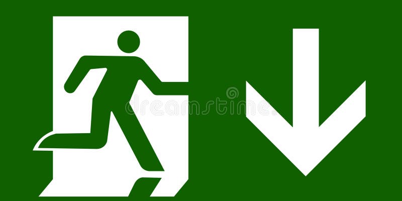 Emergency Exit Downstairs Vector Sign Green White Stock Vector ...