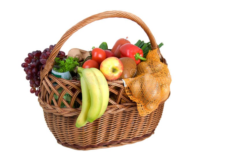 Einkaufskorb Mit Nahrungsmitteln Stockfoto - Bild von supermarkt ...