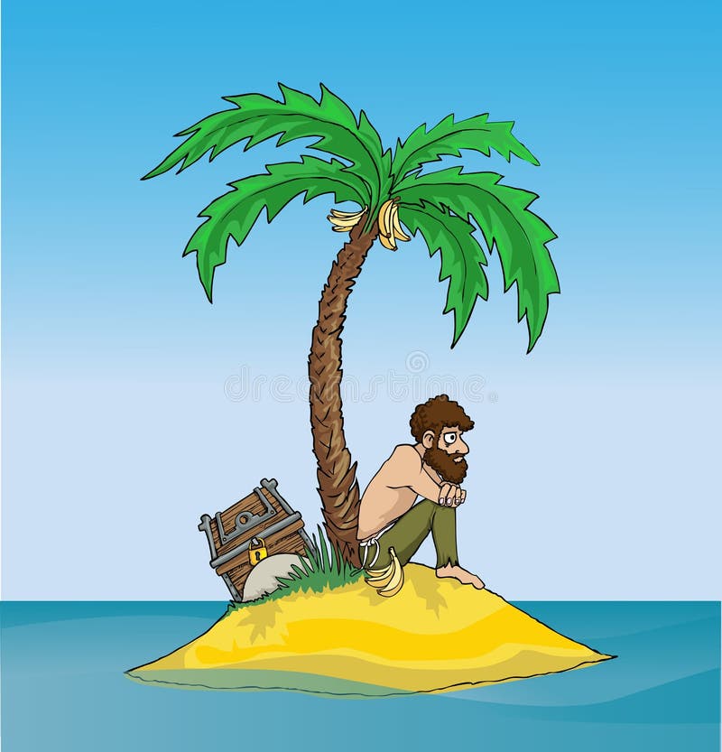 Einsame Insel vektor abbildung. Illustration von wüste - 42314593