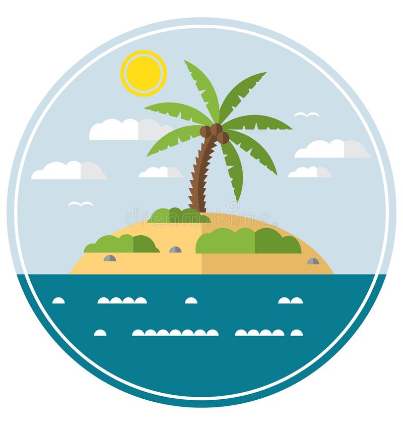 Einsame Insel vektor abbildung. Illustration von karikatur - 81703910