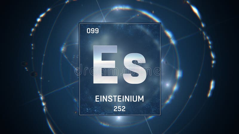 Einsteinium As Element 99 of the Periodic Table 3D Illustration on Blue ...