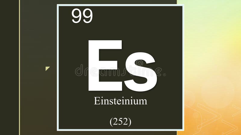 Einsteinium Chemical Element Symbol on Black Yellow Solid and Gradient ...