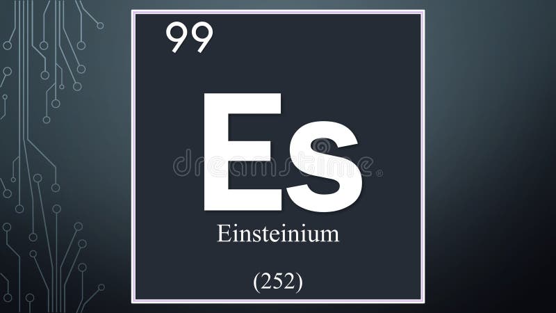 Einsteinium Chemical Element Symbol on Dark Abstract Background Stock ...