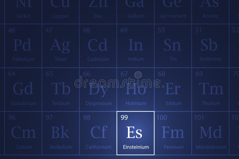 Einsteinium Element Glowing in a Dark Periodic Table Stock Vector ...