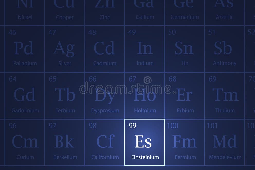 Einsteinium Element Glowing in a Dark Periodic Table Stock Vector ...