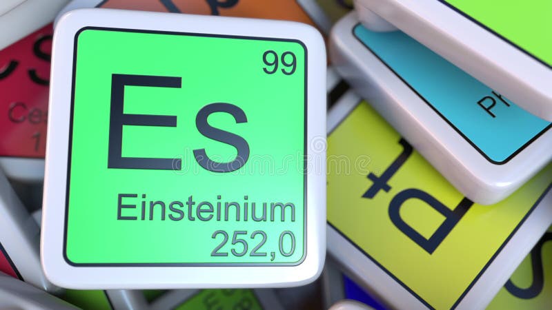Einsteinium Es Block on the Pile of Periodic Table of the Chemical ...