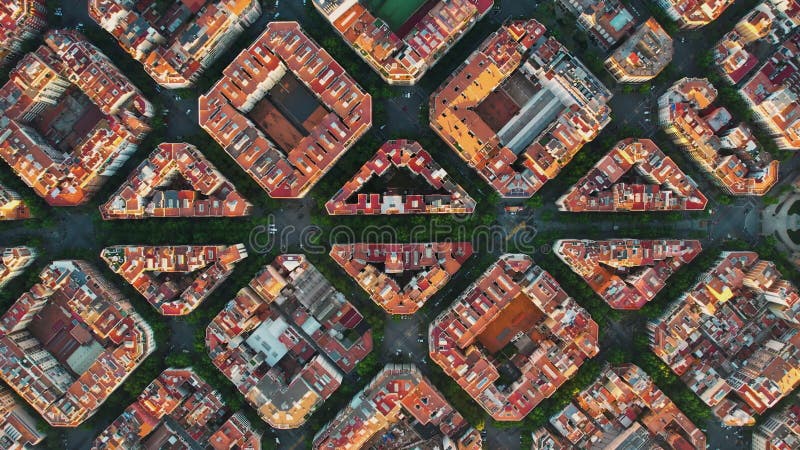 Aerial View of Typical Buildings of Barcelona Cityscape. Eixample ...