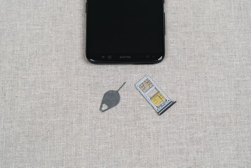Eject Tool and Sim Card Tray on 2 Sims Stock Image - Image of gadget ...