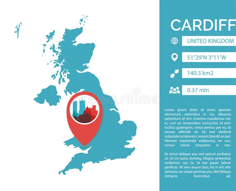 Ejemplo Aislado Vector Infographic Del Mapa De Cardiff Ilustración del ...