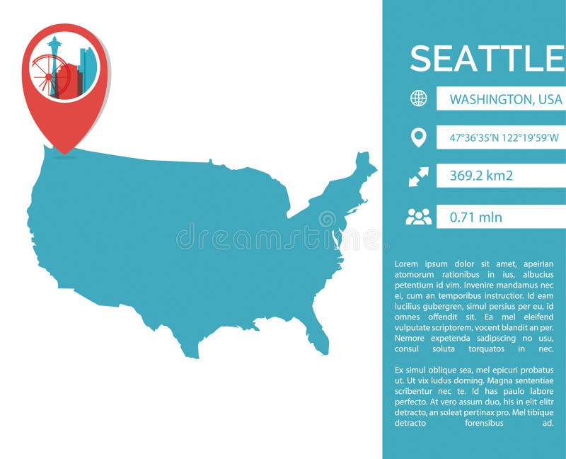 Ejemplo Aislado Vector Infographic Del Mapa De Seattle Ilustración del ...