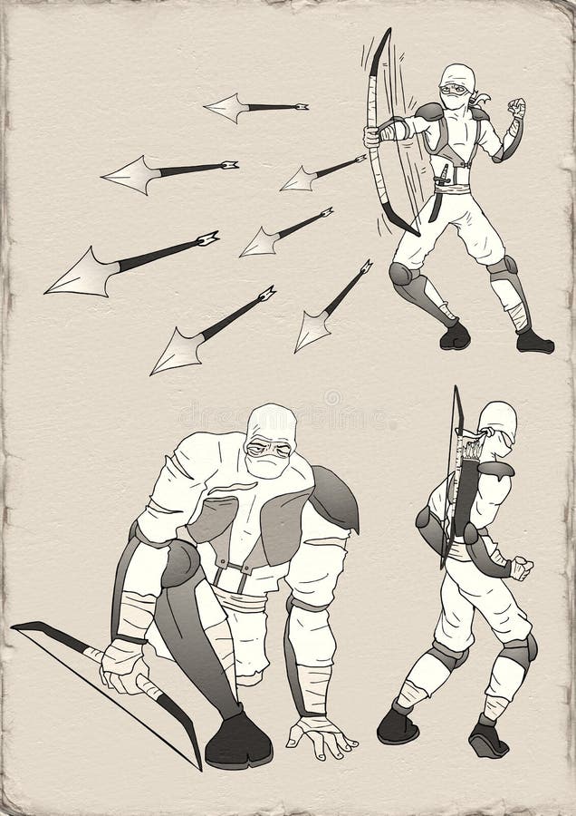 Drenaje blanco del ninja ilustración del vector. Ilustración de ...