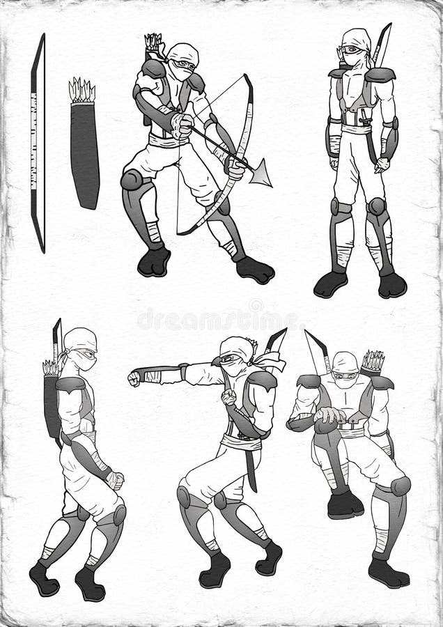 Ninja blanco ilustración del vector. Ilustración de creativo - 74031538