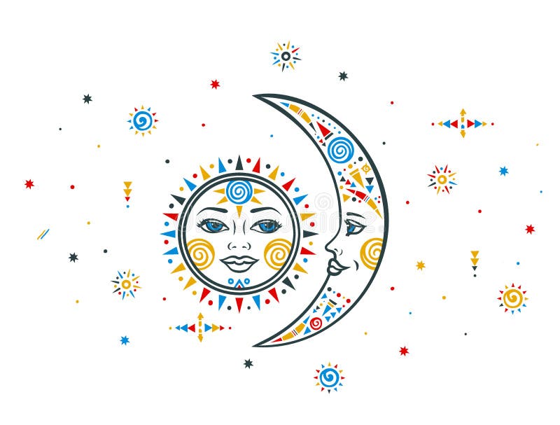 Sol De La Luna, Ejemplo Del Vector Ilustración del Vector - Ilustración ...