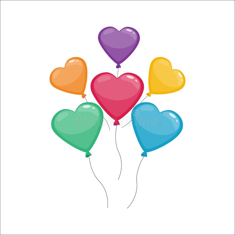 Ejemplo Brillante Del Vector De Los Globos De Los Corazones Del Color