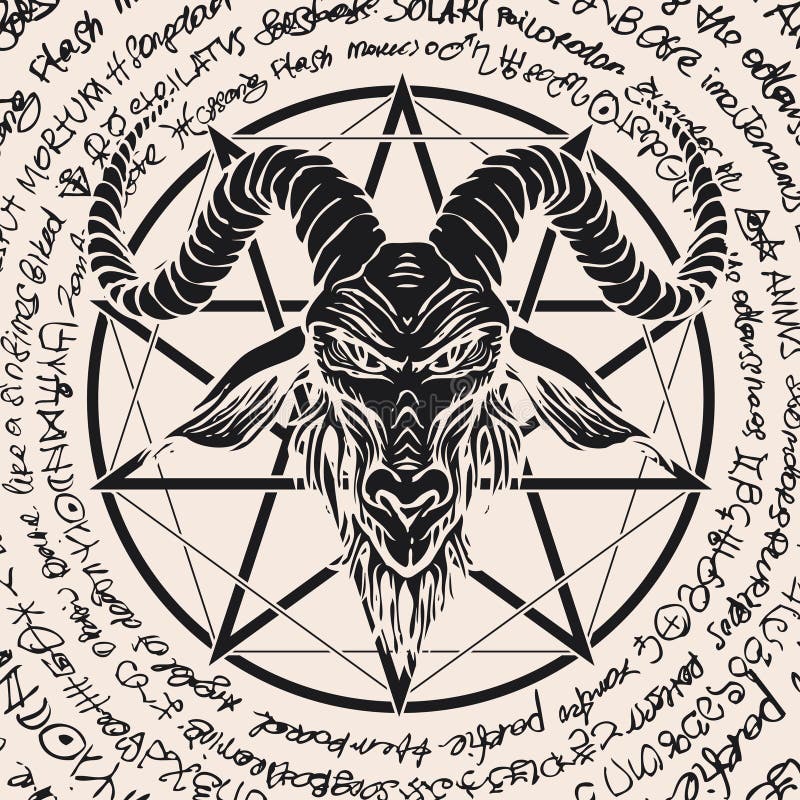 Pentagram En La Cabeza Del Demonio Baphomet Cabeza Satánica De La Cabra ...