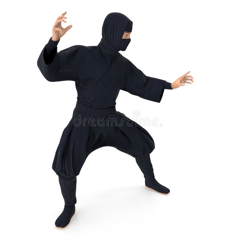 Ejemplo De Ninja Fighting Pose 3D En El Fondo Blanco Stock de ...