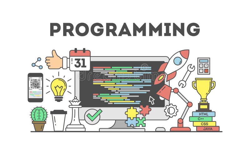 Conjunto De Conceptos De Programación. Idea De Trabajar En La Codificación Informática ...