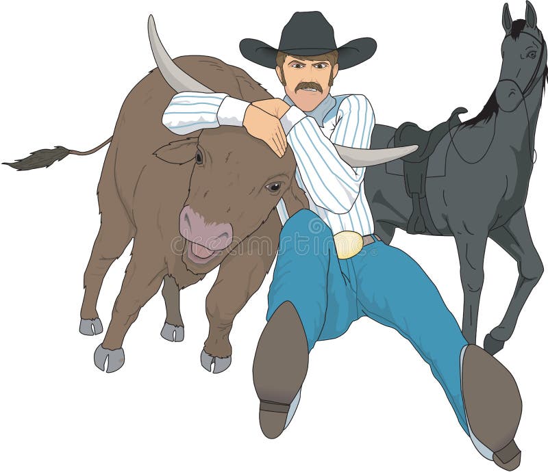 Ilustración Vectorial De Bulldogging Ilustración del Vector ...