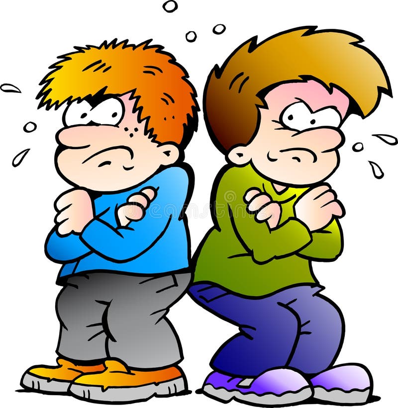 Ejemplo Del Vector De Dos Muchachos De Los Enemigos Ilustración del ...