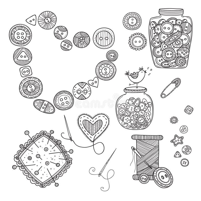 Ejemplo Del Vector De La Costura, Herramientas De Costura Ilustración ...