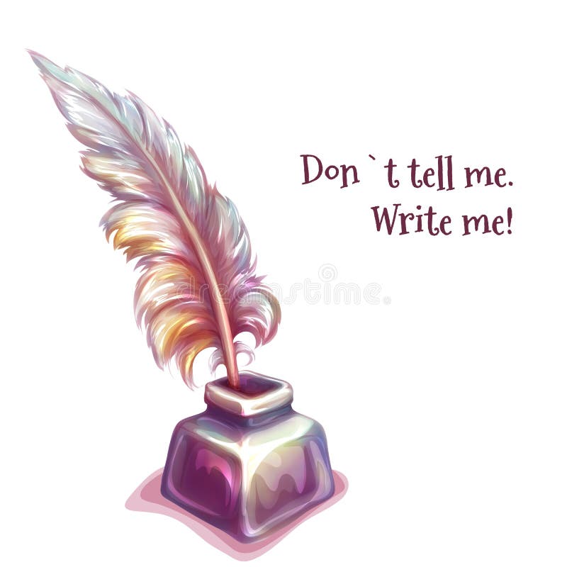 Ejemplo Del Vector De La Pluma Con El Tintero Ilustración del Vector ...